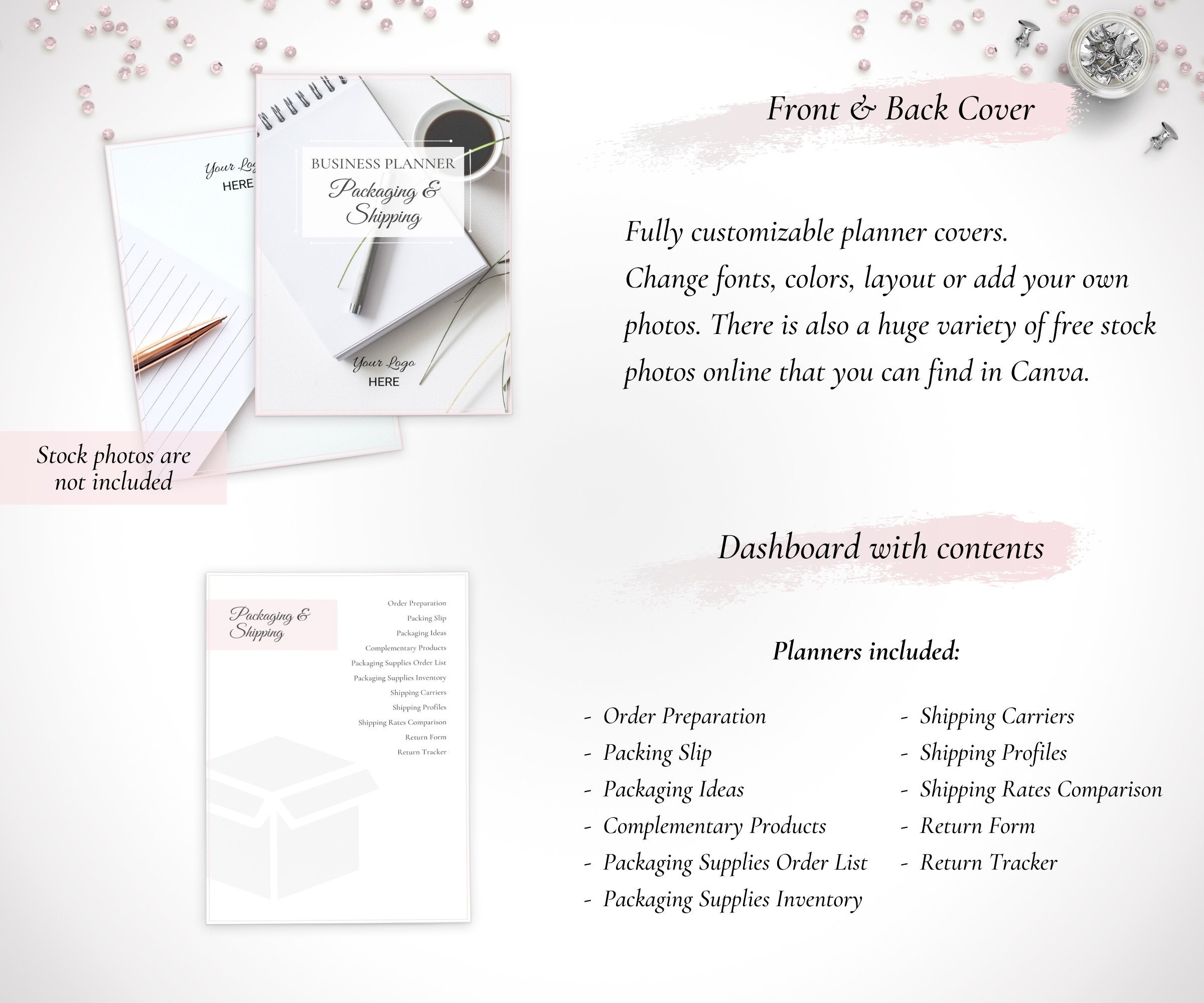 Business Planner Packaging & Shipping, Editable Planner Pages ...