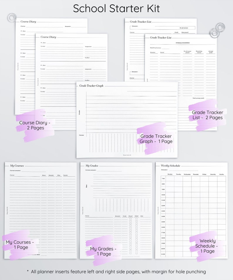 School Starter Kit Student Planner Weekly Schedule Grade - Etsy