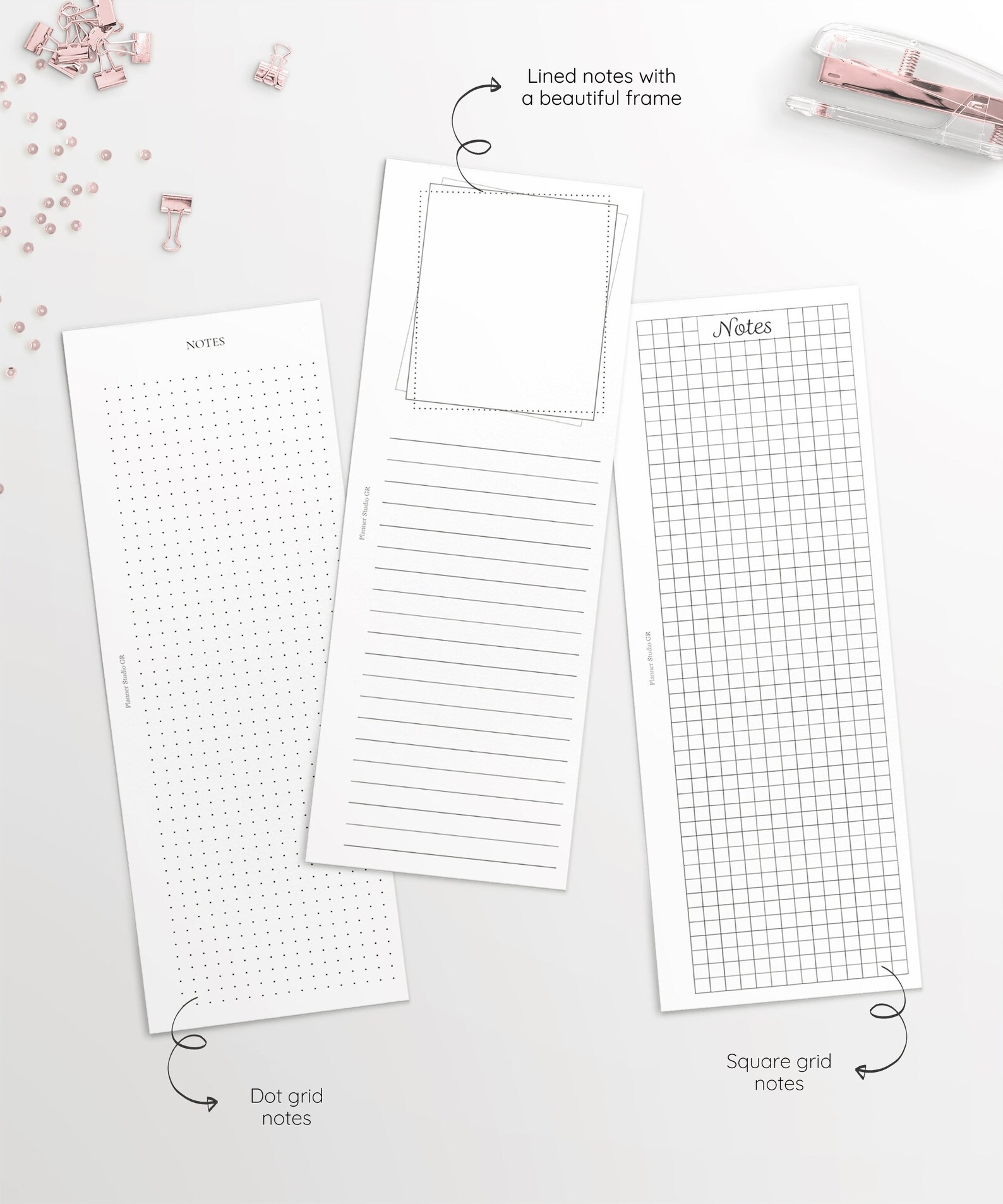 Half Page Notes Kit Lined Notes Dot Grid Notes Square Grid - Etsy