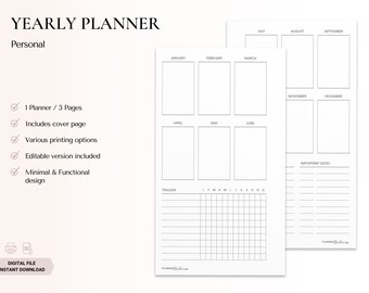 Yearly Overview Personal Planner - Etsy