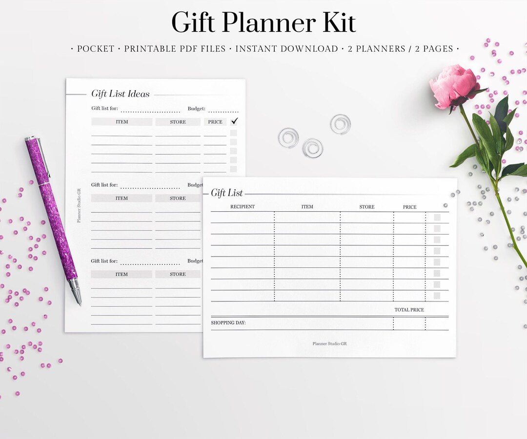 Gift Planner Kit Gift List Gift Ideas Gift Tracker Pocket - Etsy