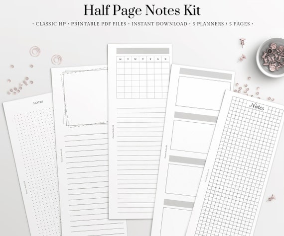 Half Page Notes Kit Lined Notes Dot Grid Notes Square Grid | Etsy