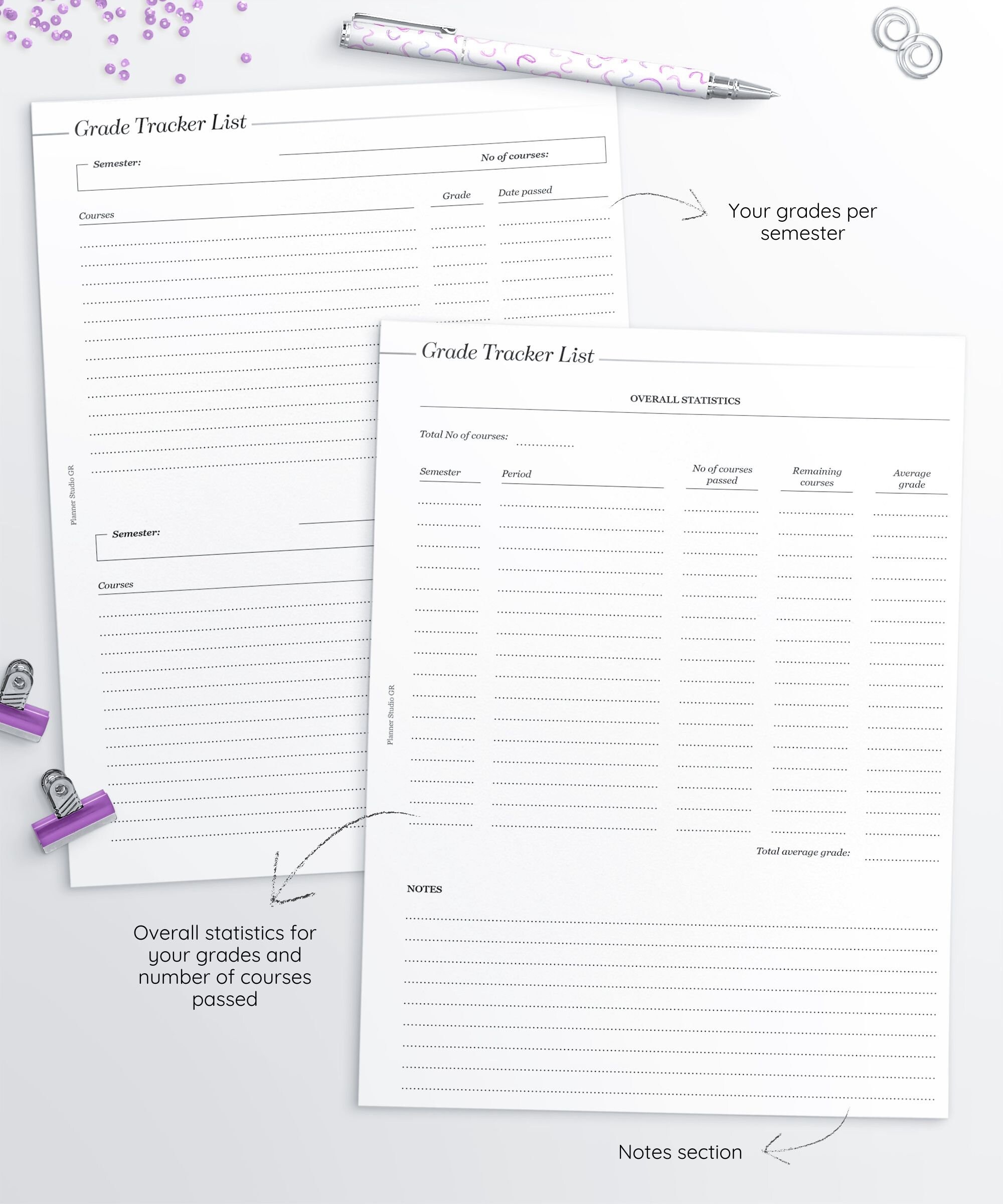 School Starter Kit Student Planner Weekly Schedule Grade | Etsy