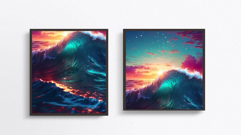 Print Sea and Wave. Wall Poster Design Decor Element. Wave - Etsy