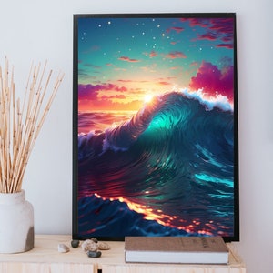 Print Sea and Wave. Wall Poster Design Decor Element. Wave - Etsy