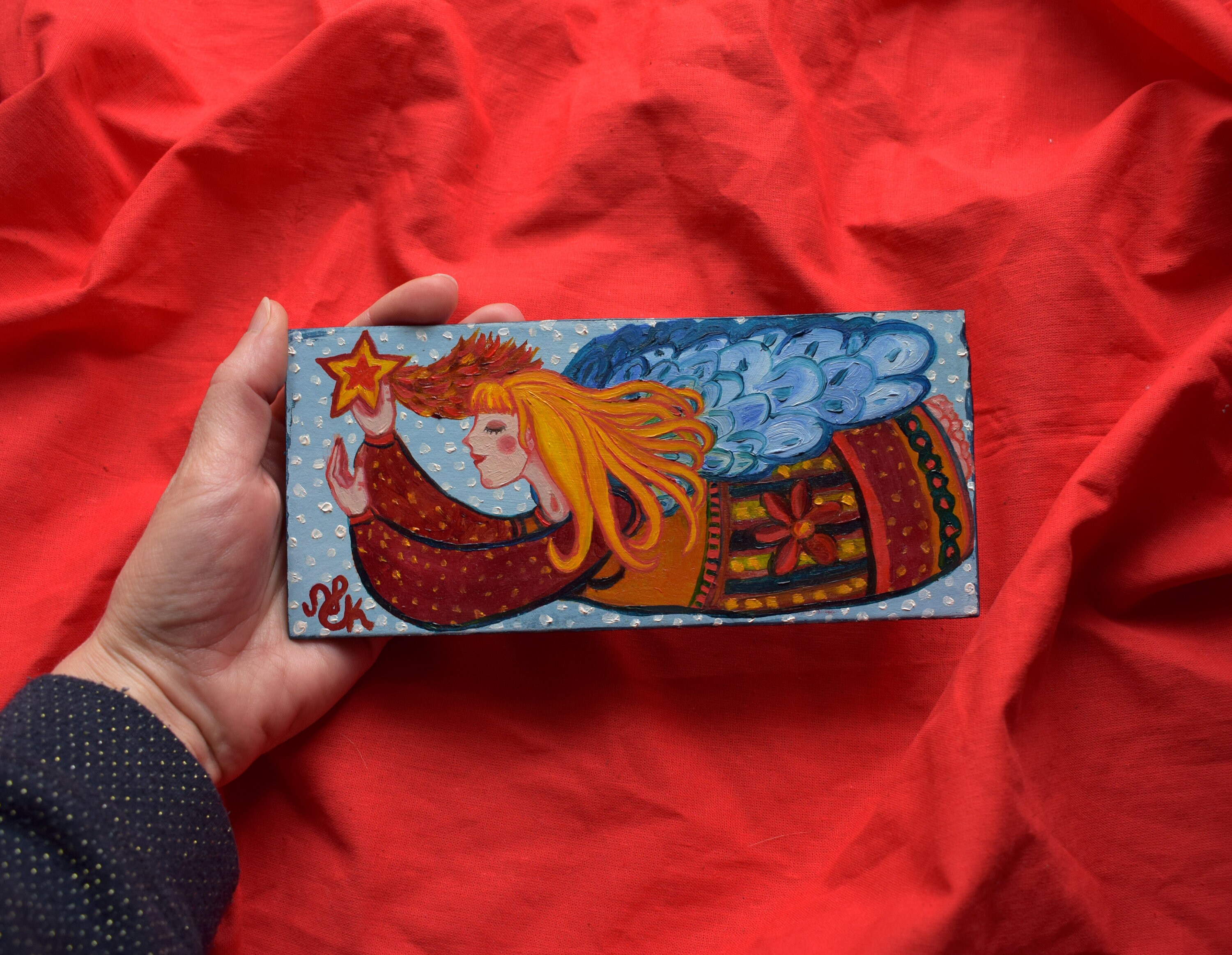 Angel in the Rain Original Folk Painting - Etsy