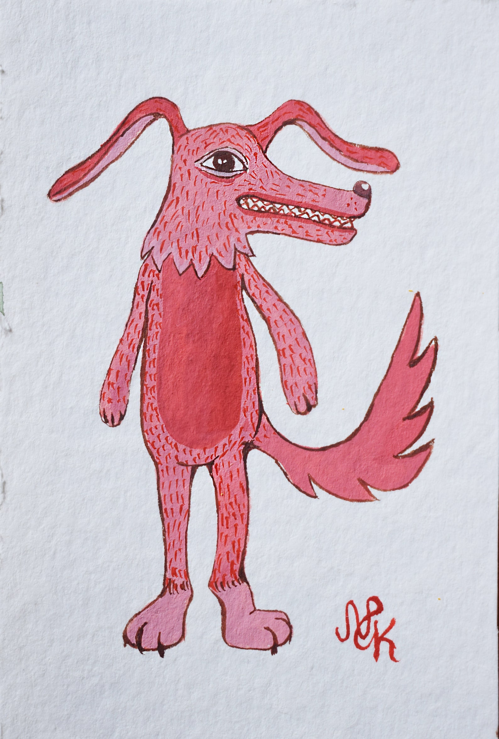 Red Dog Original Watercolor Illustration Miniature - Etsy