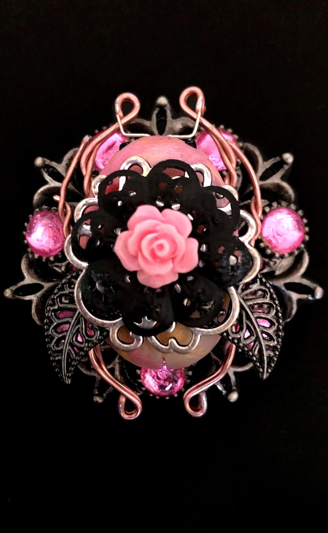 Pink Gothic Frill Winged Scarab Pendant - Etsy