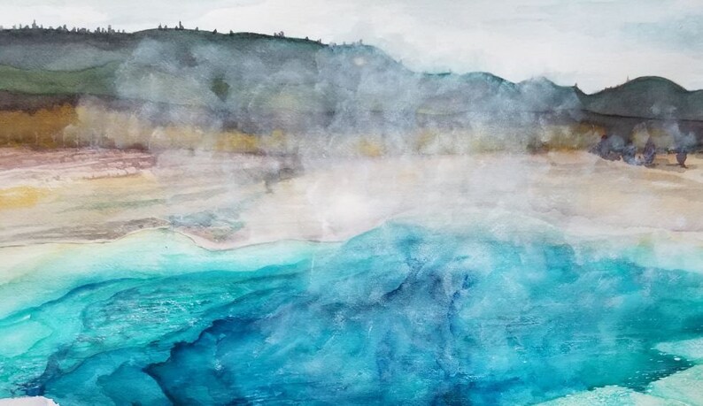 Yellowstone Thermal Pool, Original Painting - Etsy