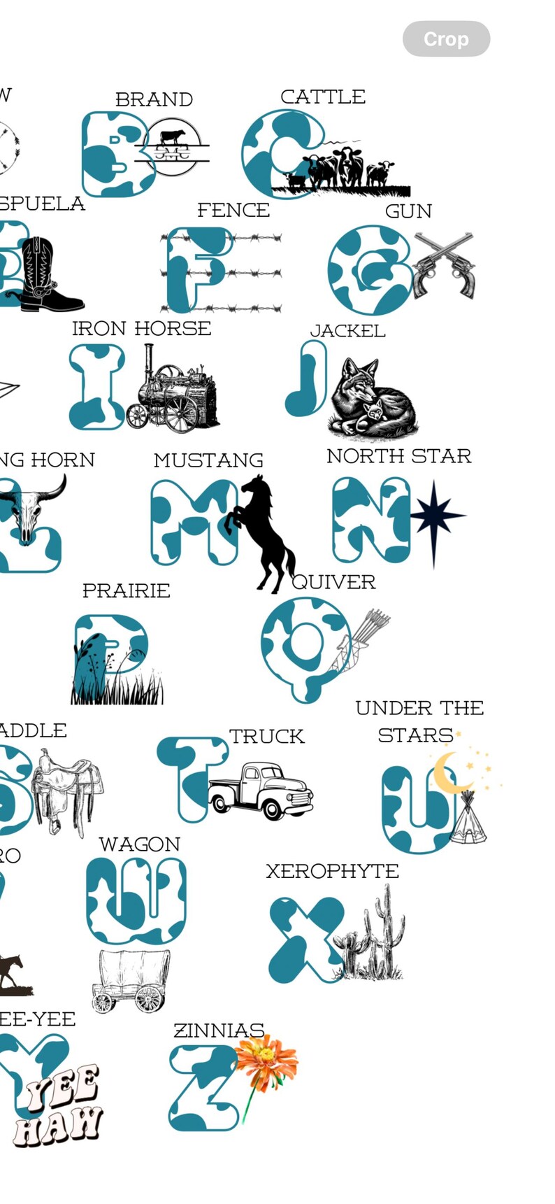 Cowboy Alphabet Poster Western Nursery Art Cowgirl Decor Country Abcs ...