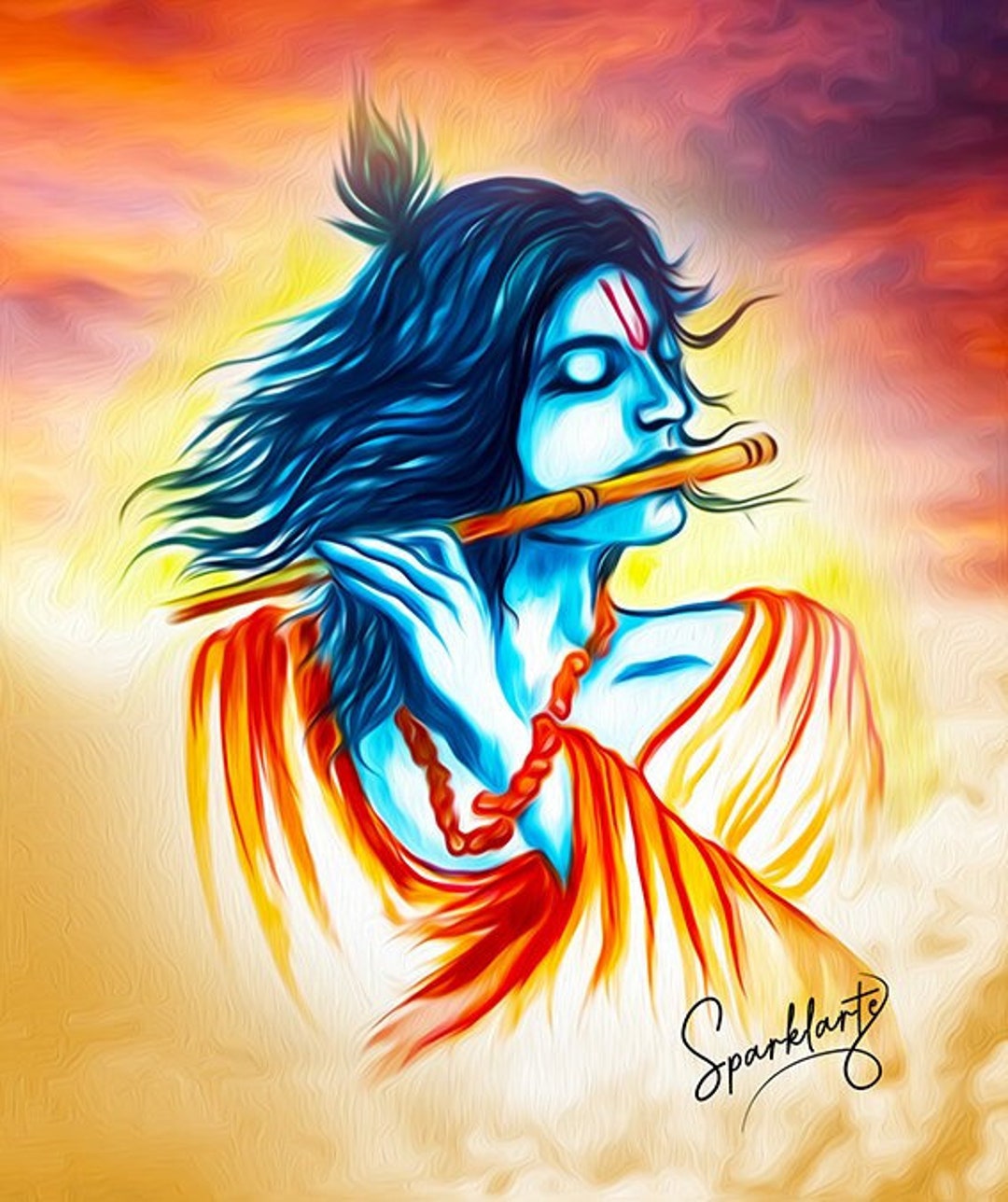 Lord Krishna Digital Download Painting, Krishna Wall Art, Lord Krishna ...