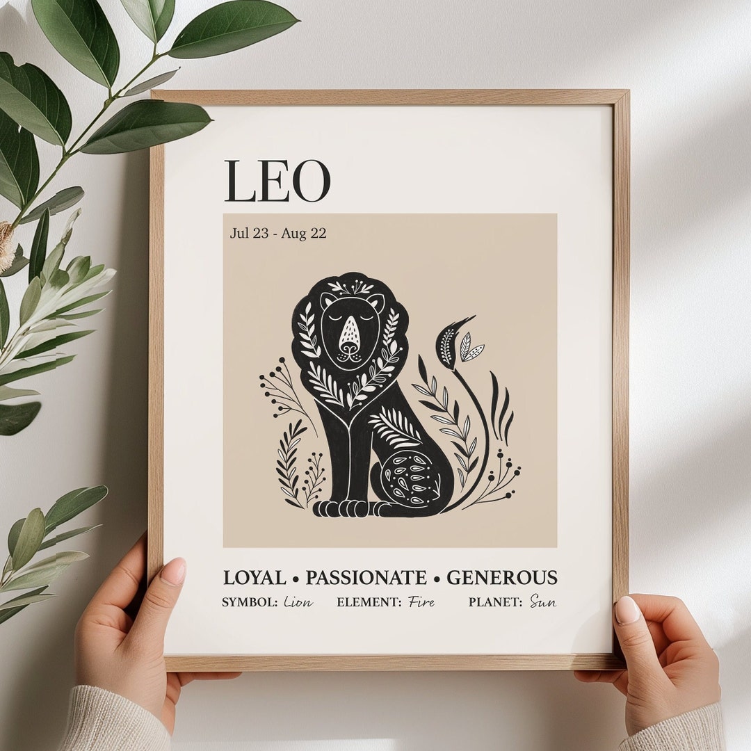 Leo Zodiac Poster,leo Birthday, Boho Wall Decor, Leo Astrology Print ...