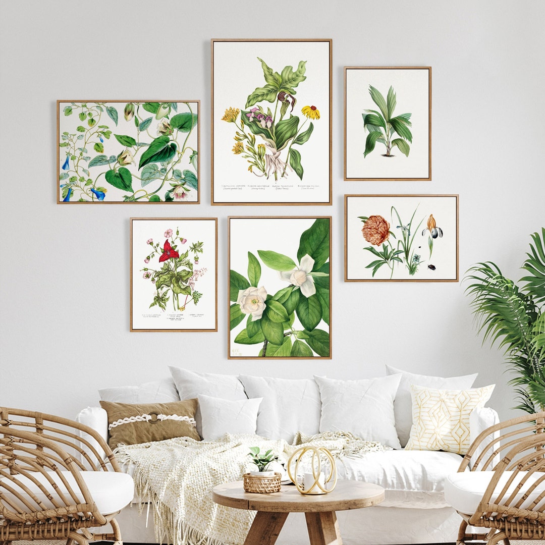 Green Gallery Wall Printable Botanical Wall Art SET of 6 - Etsy