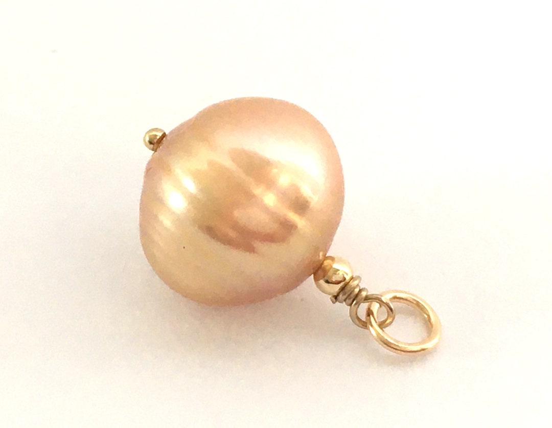 Copper Pearl & Gold Filled Pendant / AA 11x9,5 Mm Light Copper Gold ...