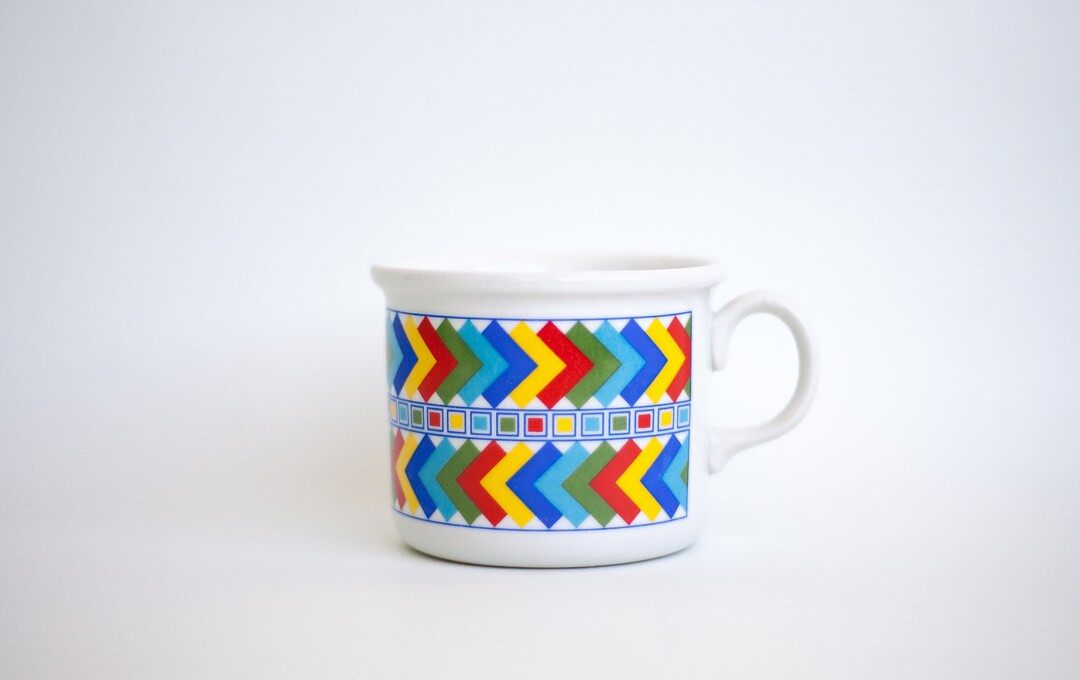 Mug vintage, Cipa italy, mug porcelaine, géométrique couleurs ...