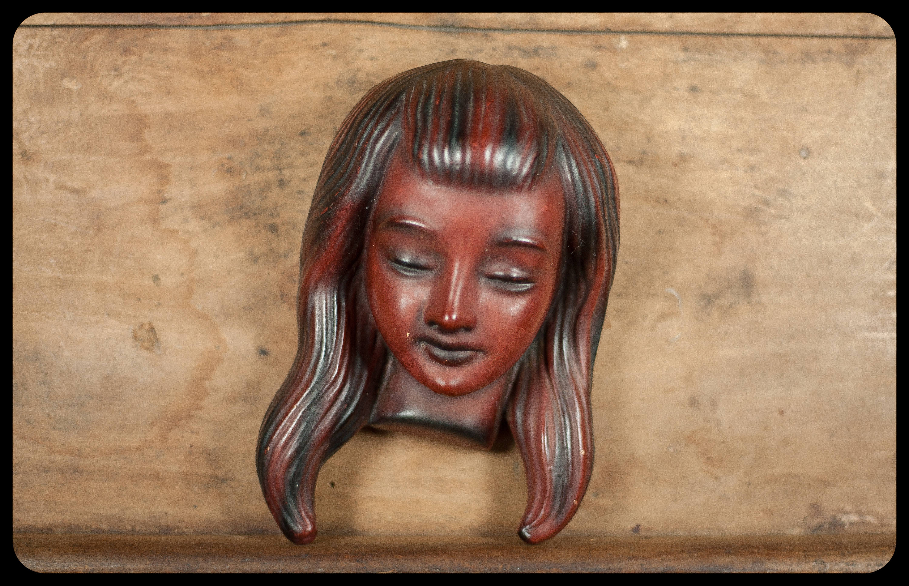 Vintage Plaster Face, Wall Decoration, Wall Mask, Young Girl ...