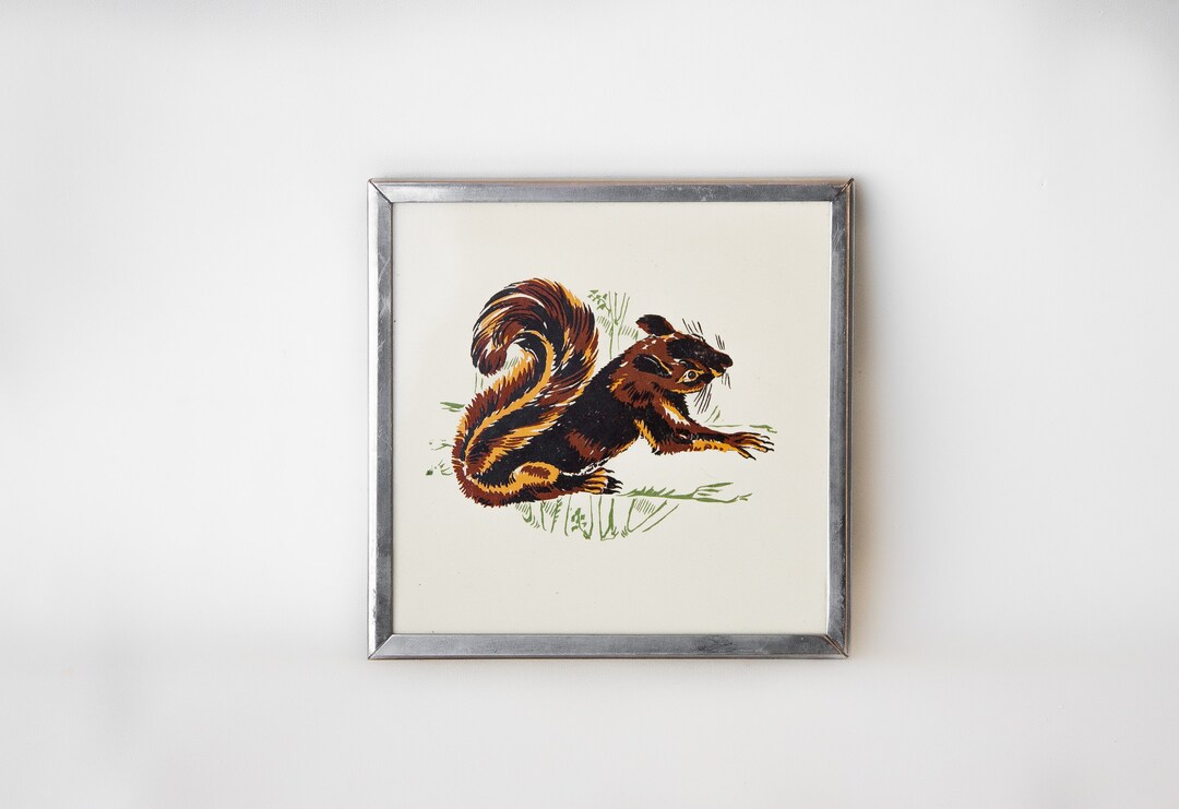 Vintage Tile, Faience Tile Gien France, Squirrel, Tile Gien, Animal ...