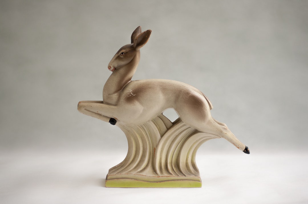 Vintage Plaster Statue, Art Deco Doe, Plaster Animal, Interior ...