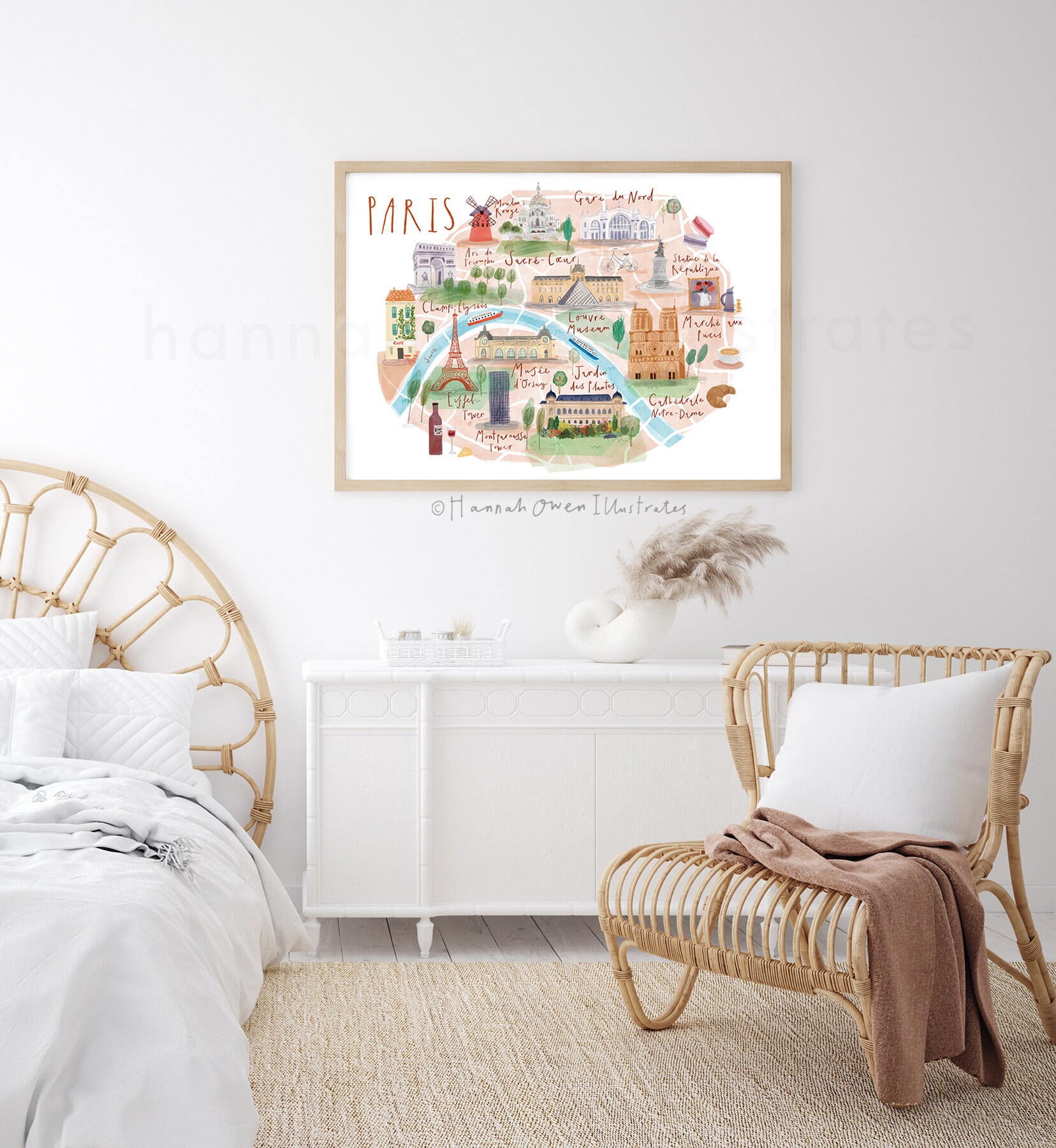 Paris Map Illustrated Map of Paris Paris City Map - Etsy UK