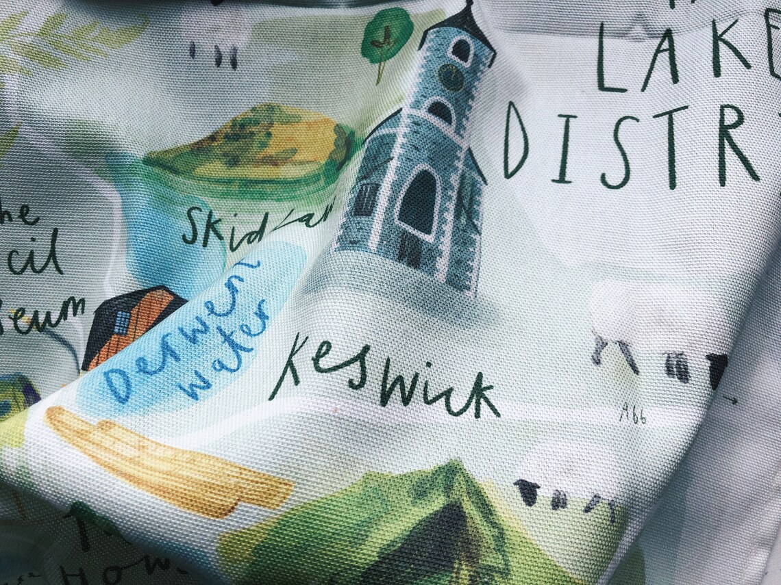 Lake District Map Tea Towel Lake District Gift the Lakes - Etsy