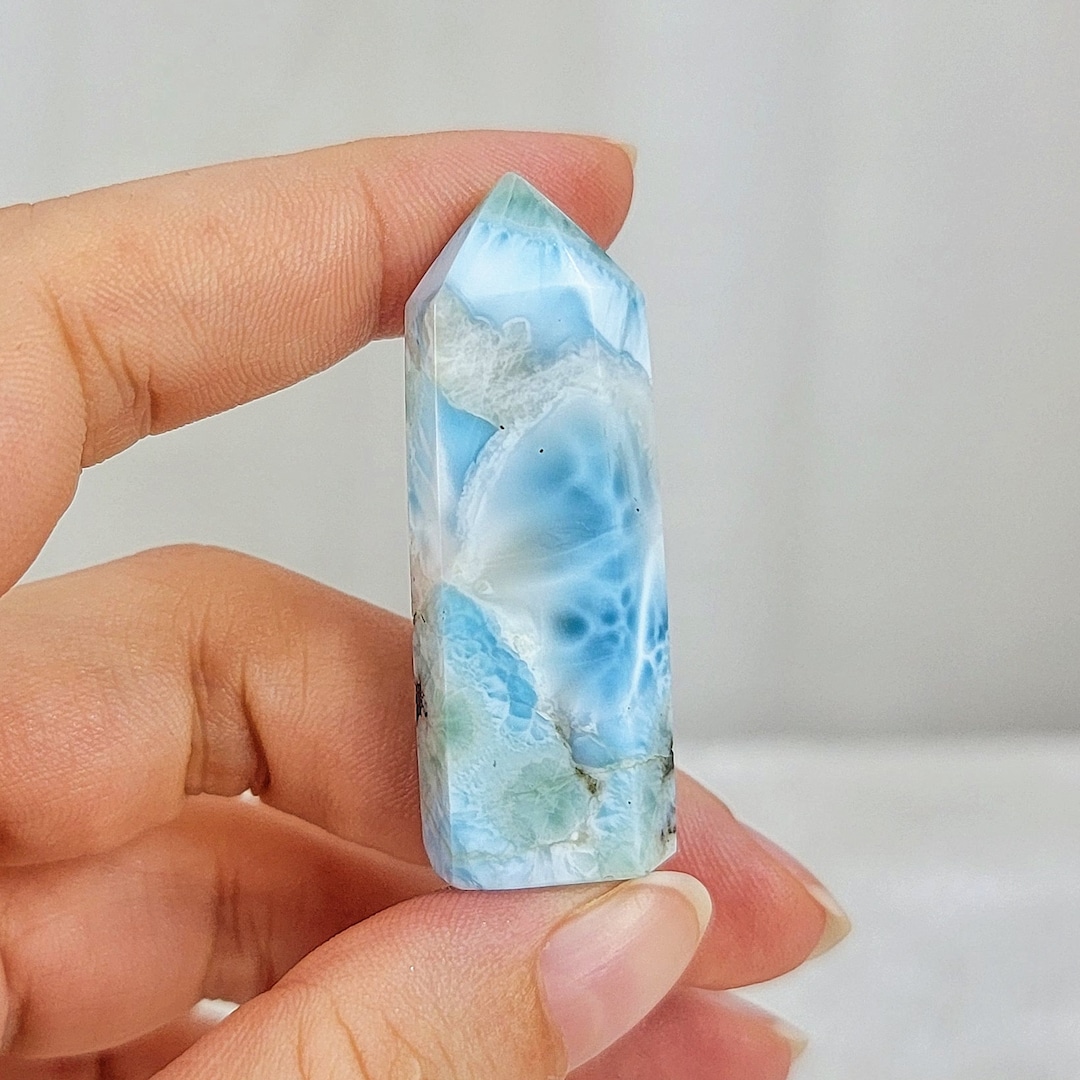 20g Small Rare Larimar Crystal Point, Dominican Republic Blue Pectolite ...