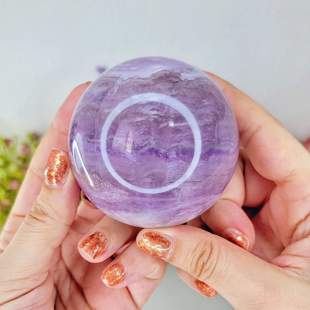 559g Silk Purple Fluorite Sphere, Purple Fluorite, Crystal Ball ...