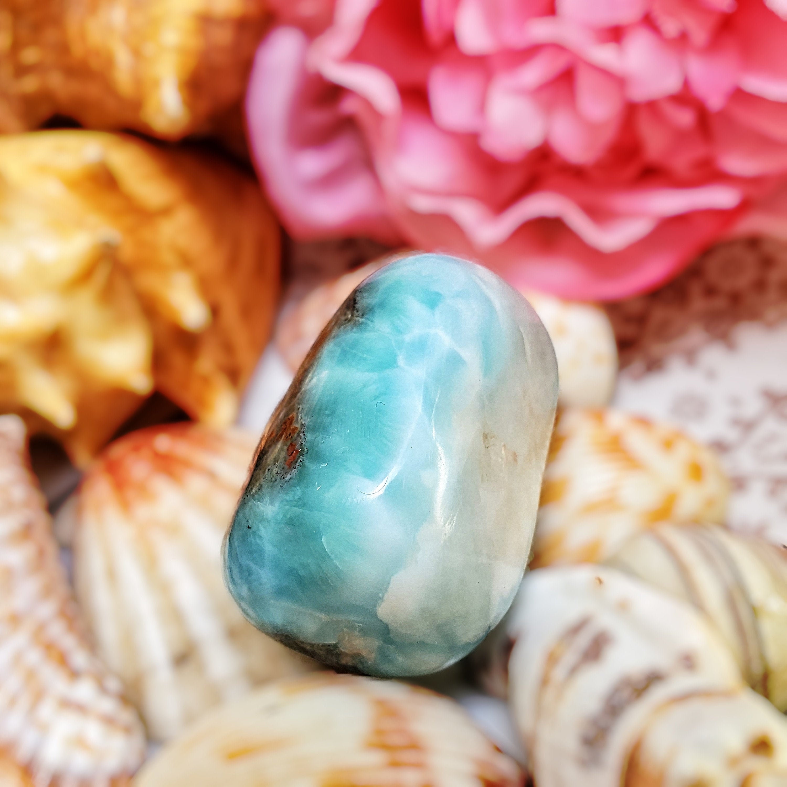 56g AA RARE LARIMAR With Red Hematite Larimar Stone Blue | Etsy