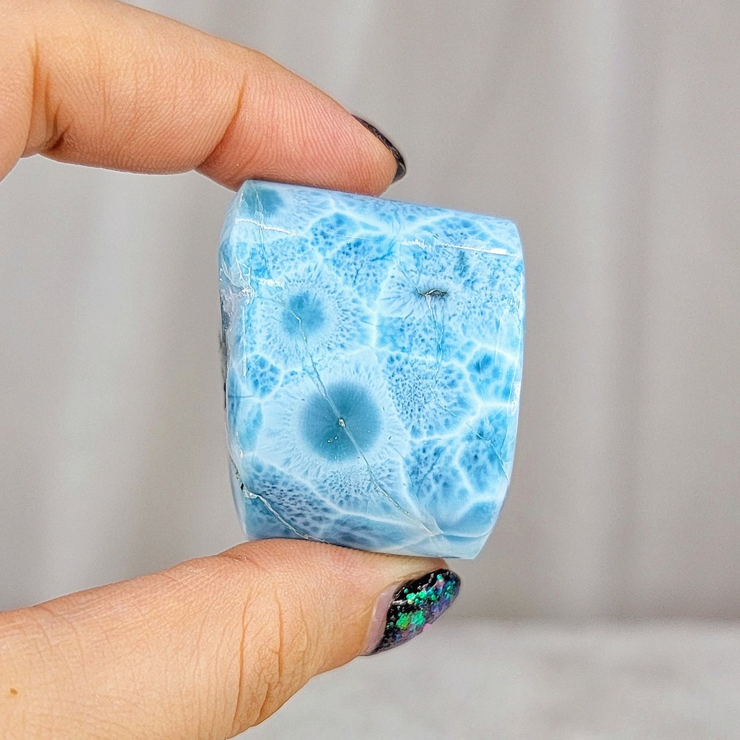 83g High Quality Larimar Stone With Ocean Patterns, Teal & Blue Freeform Specimen for Collectors ...