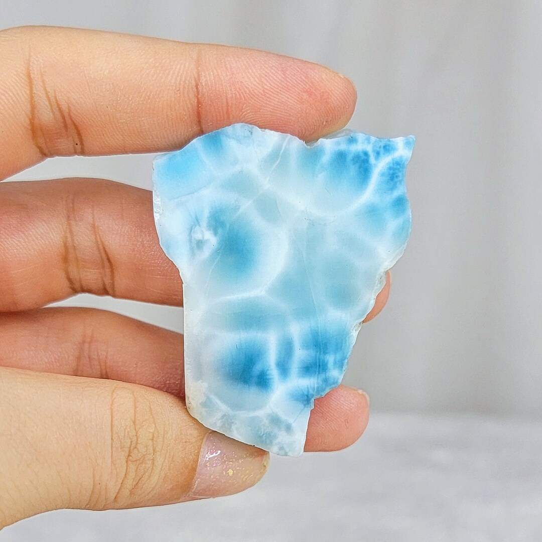 37g AAA Translucent Larimar Slab With Ocean Patterns, Blue Gemstone ...