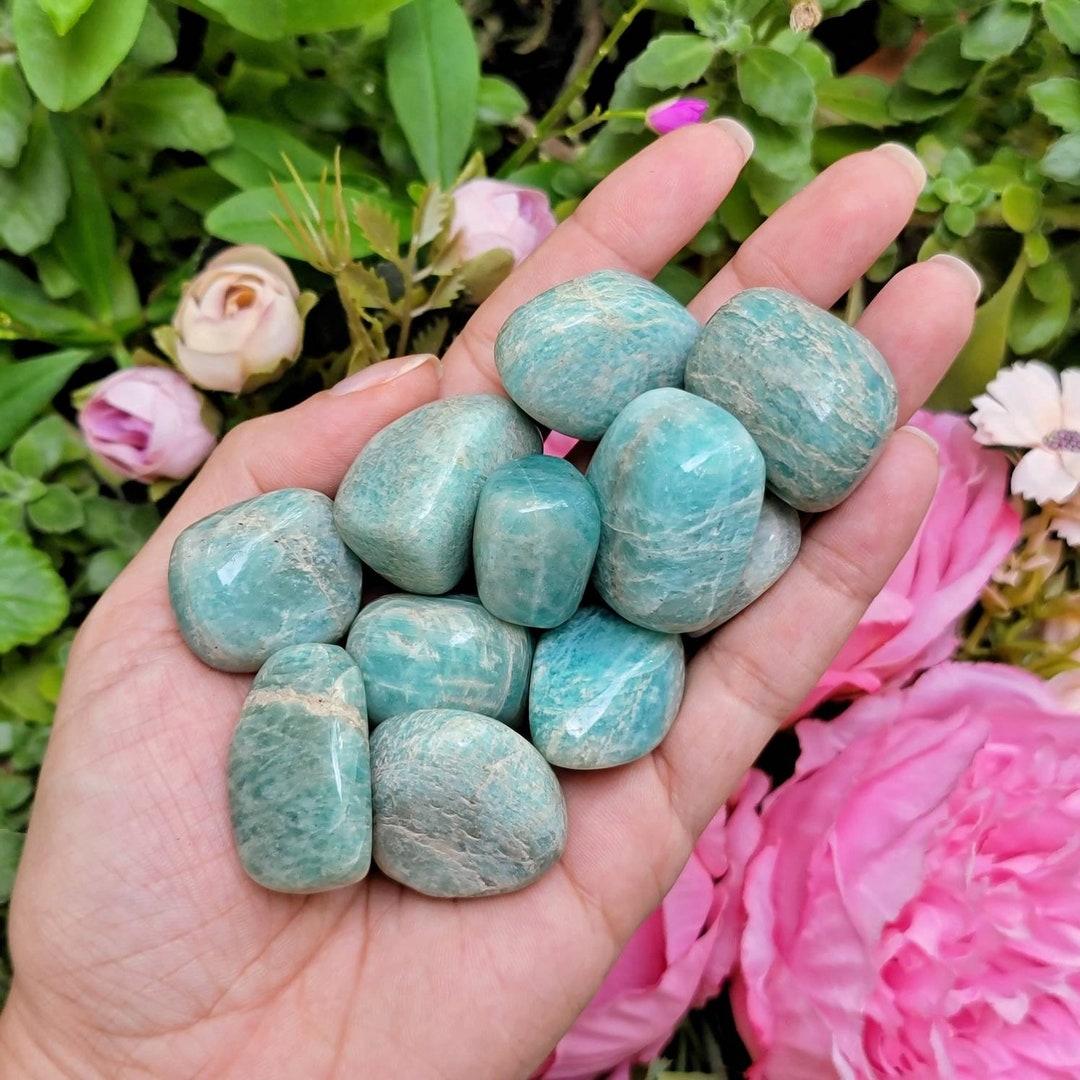 Amazonite naturelle tumbled, Amazonite brute, Perles dAmazonite, Collection de roches, Amulette ...