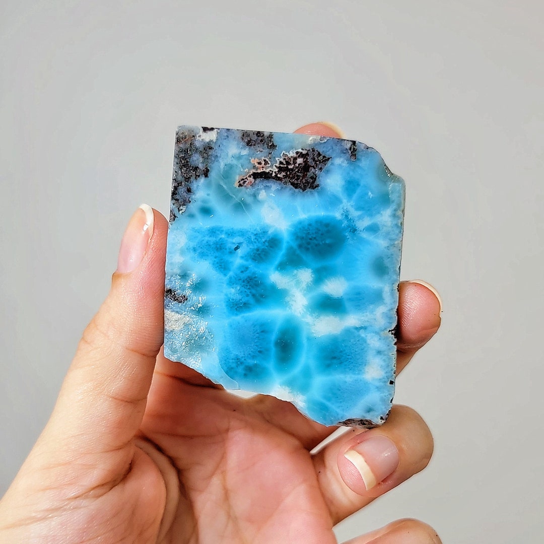 76g High Grade Natural Larimar Crystal Slab From Dominican Republic ...