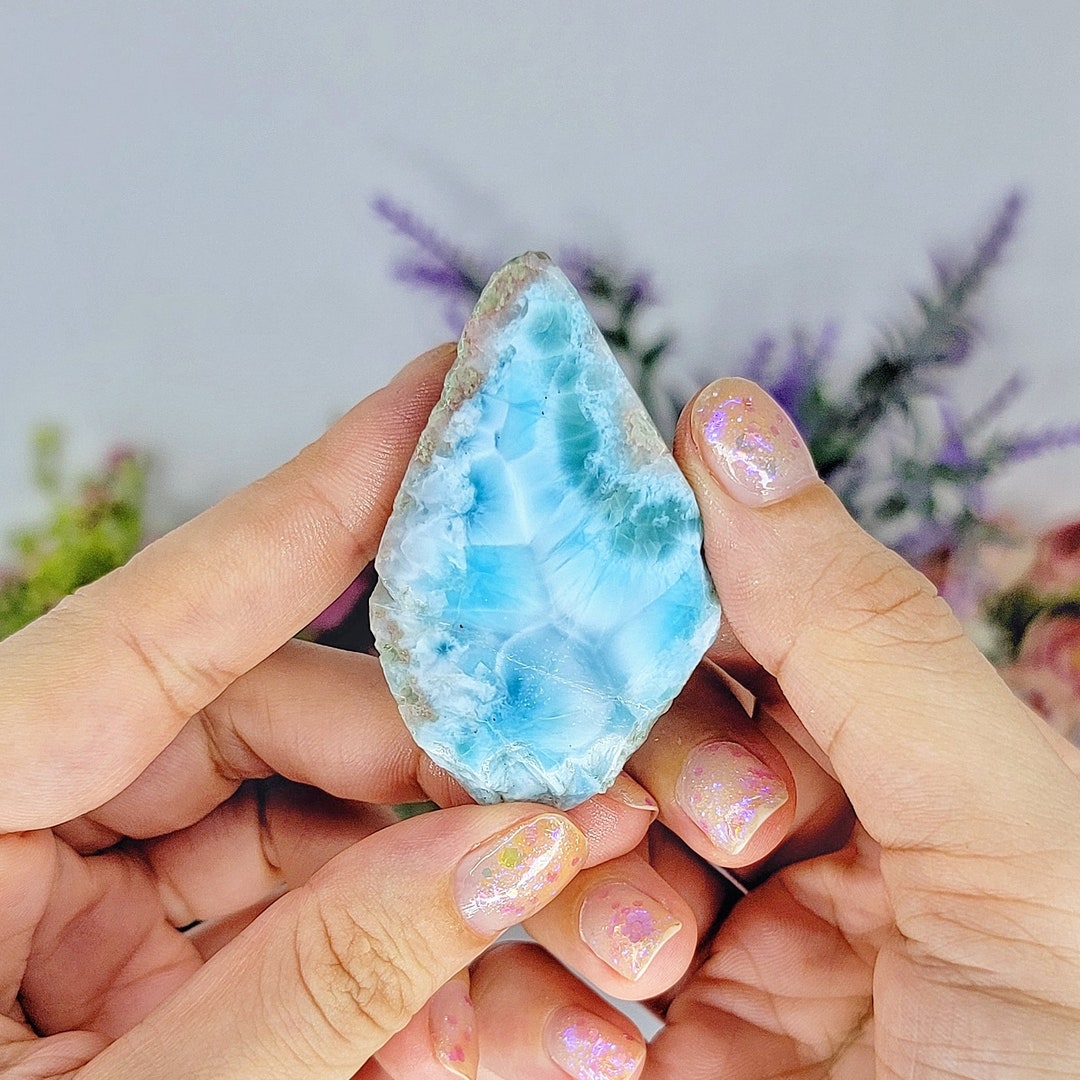 36g A Natural Larimar Slab, Larimar Crystal, Home Decor, Dominican ...