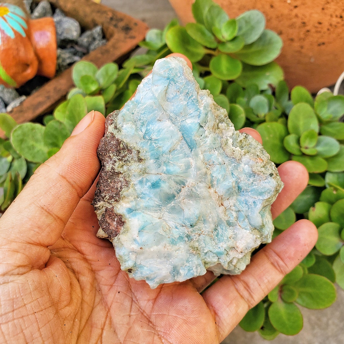236g ROUGH LARIMAR STONE Raw Larimar Larimar Crystal Geode | Etsy