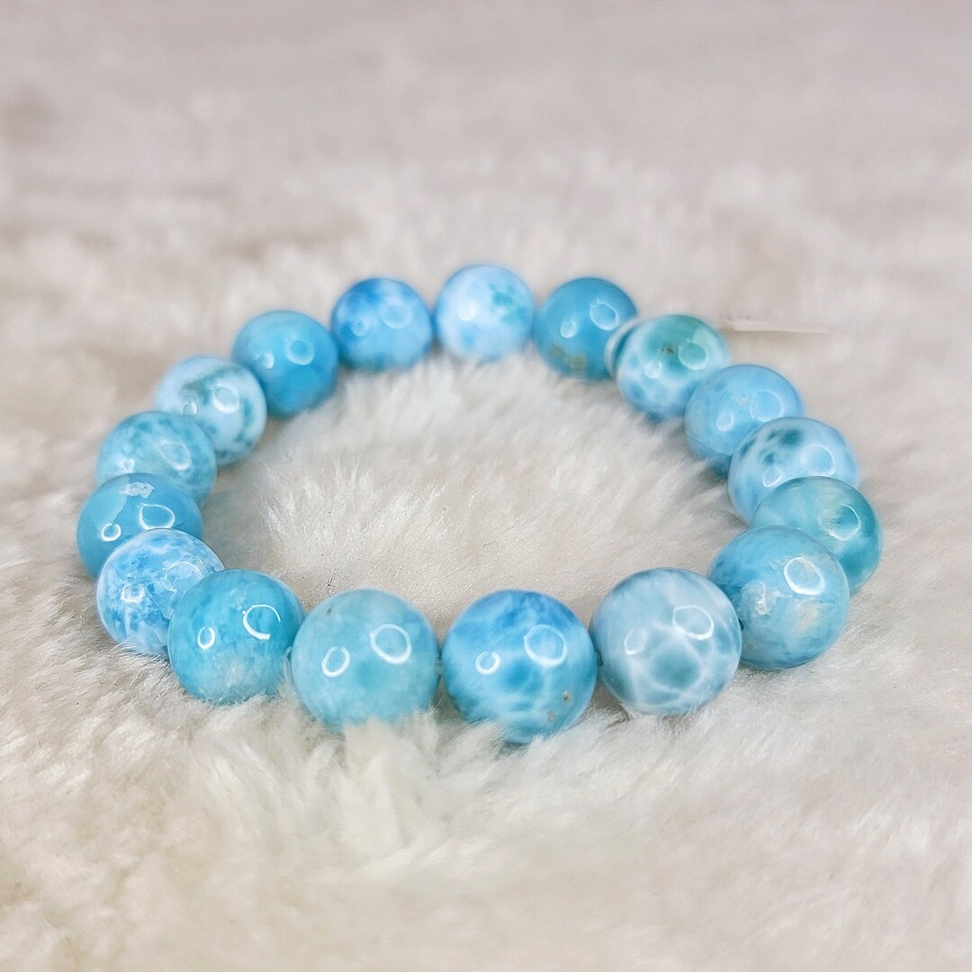 AAA High Quality Larimar Bracelet, Larimar Stone Jewelry, Beaded ...