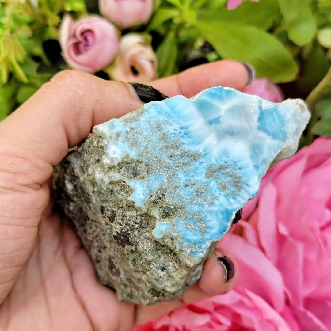 266g Natural Rough Larimar Stone, Natural Larimar, Larimar AAA ...