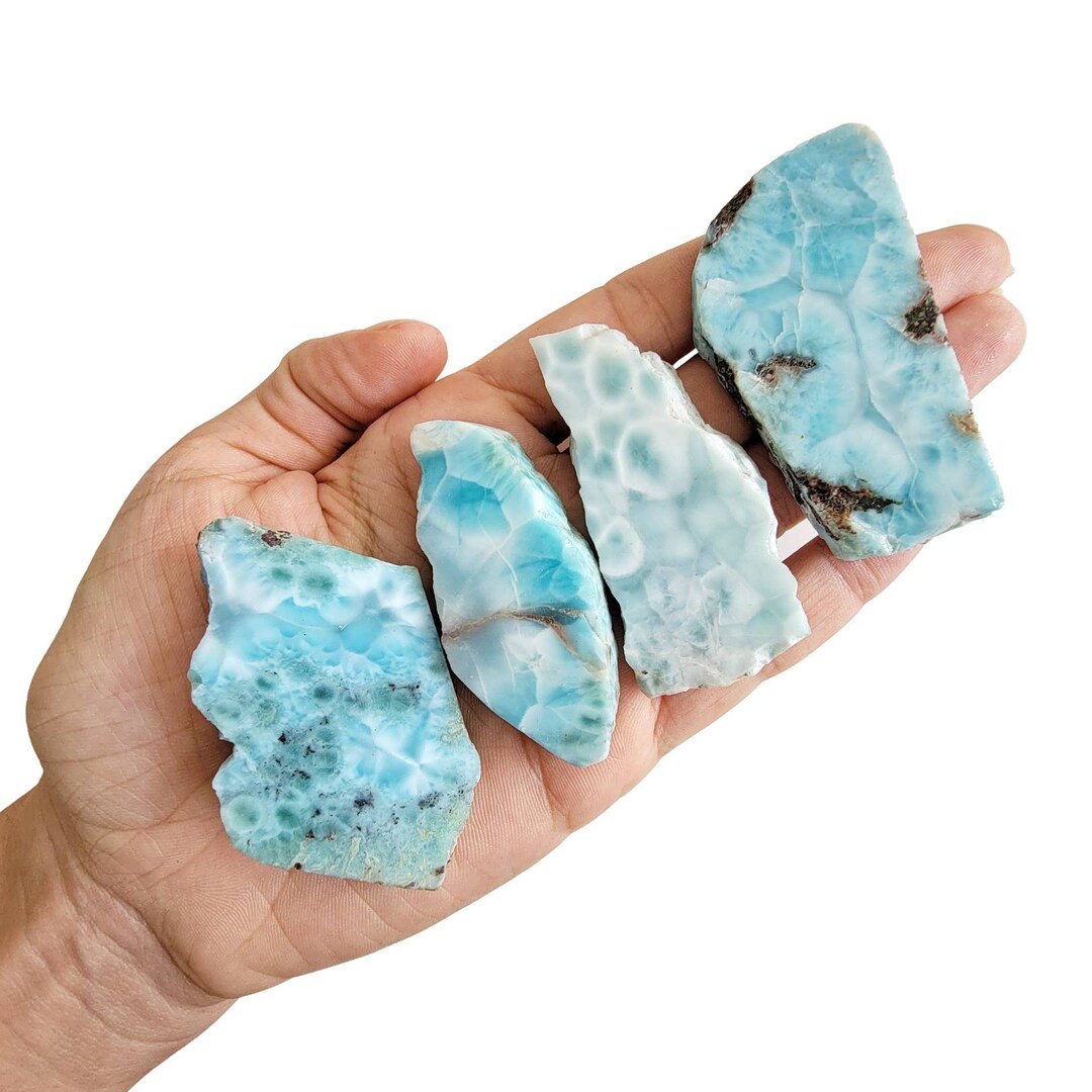 A HIGH GRADE Large Natural Blue Larimar Crystal Slab, Rough Raw ...