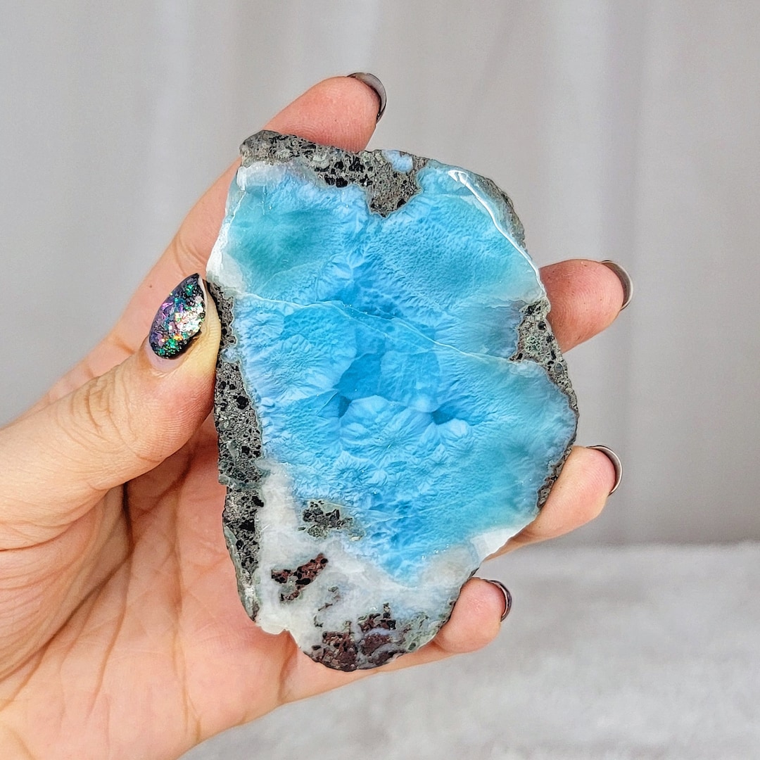 166g Deep Blue Larimar Specimen, Semi Polished Larimar Stone, AAA ...