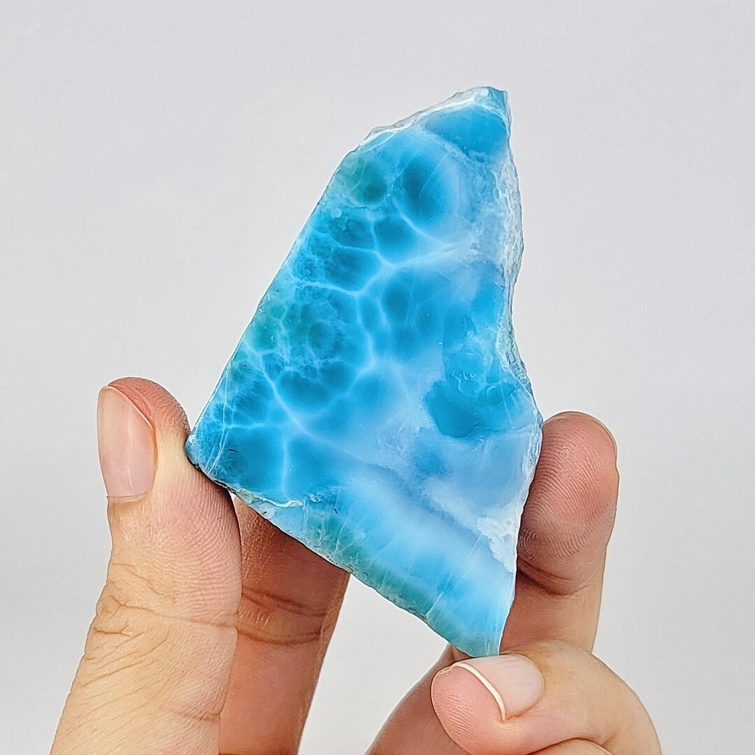 51g Super Blue Larimar Slab, Rare Crystal Slice, Dominican Stone Sent ...