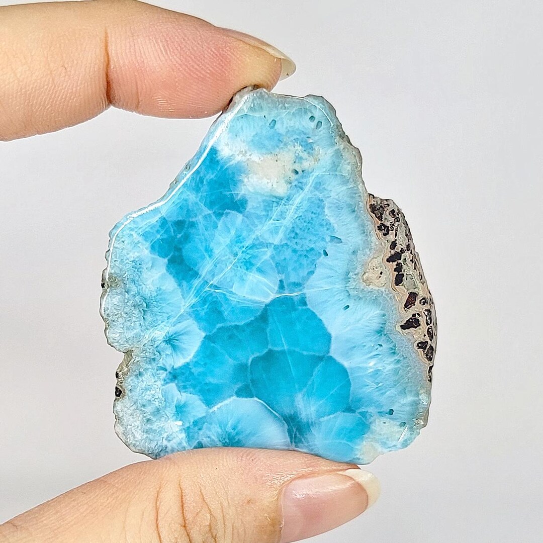 38G Blue Larimar Stone, AAA Larimar Raw, Crystal Slice, Semi Polished ...