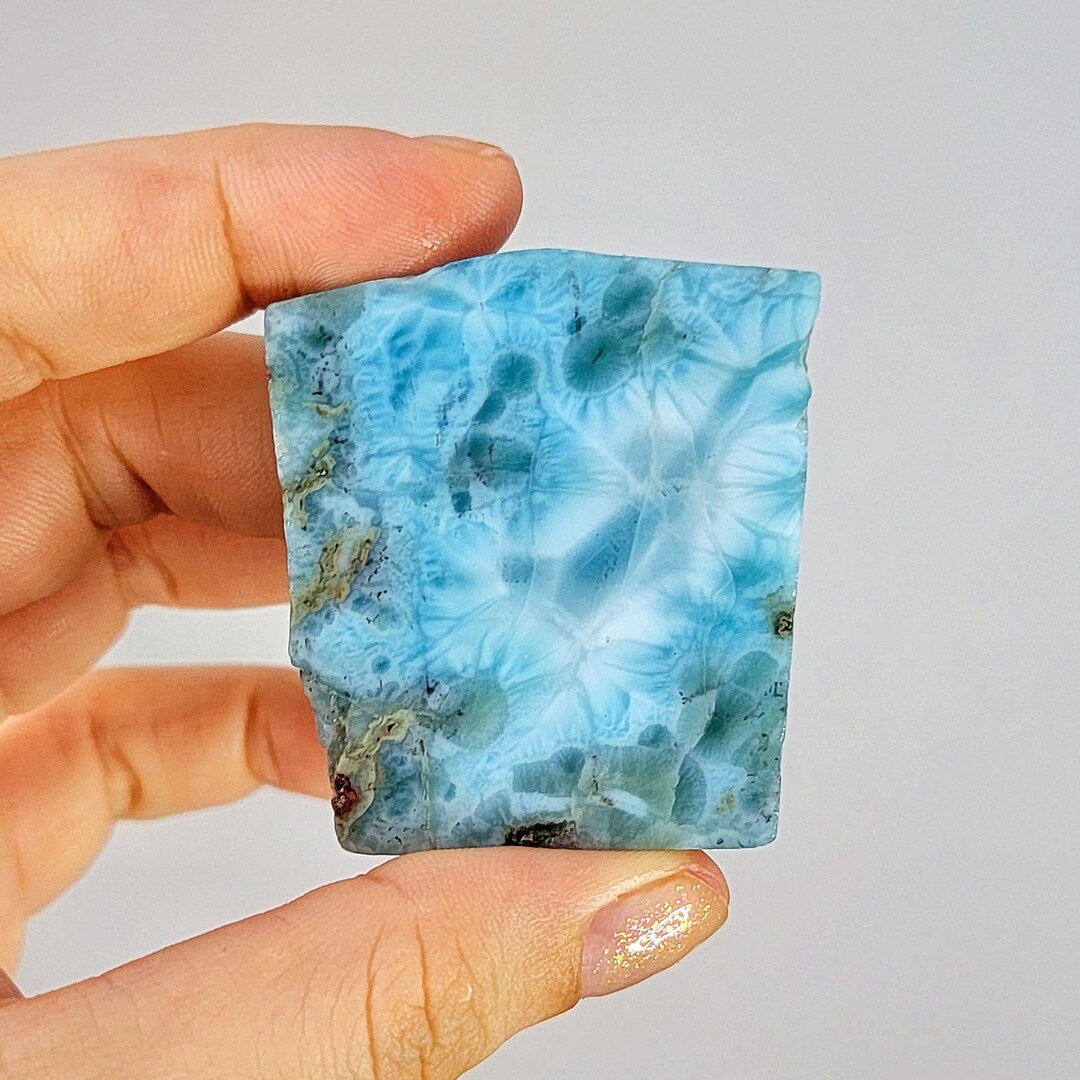 Muestra de losa de larimar de color azul verdoso intenso de 52 g ...
