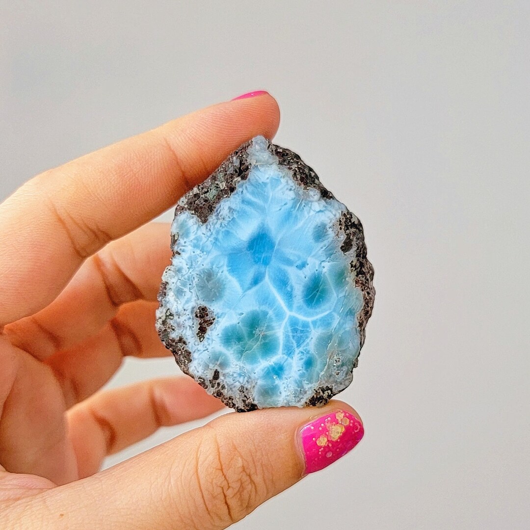 65g Semi Polished Larimar Specimen in Matrix, Blue Larimar Stone, Rough ...