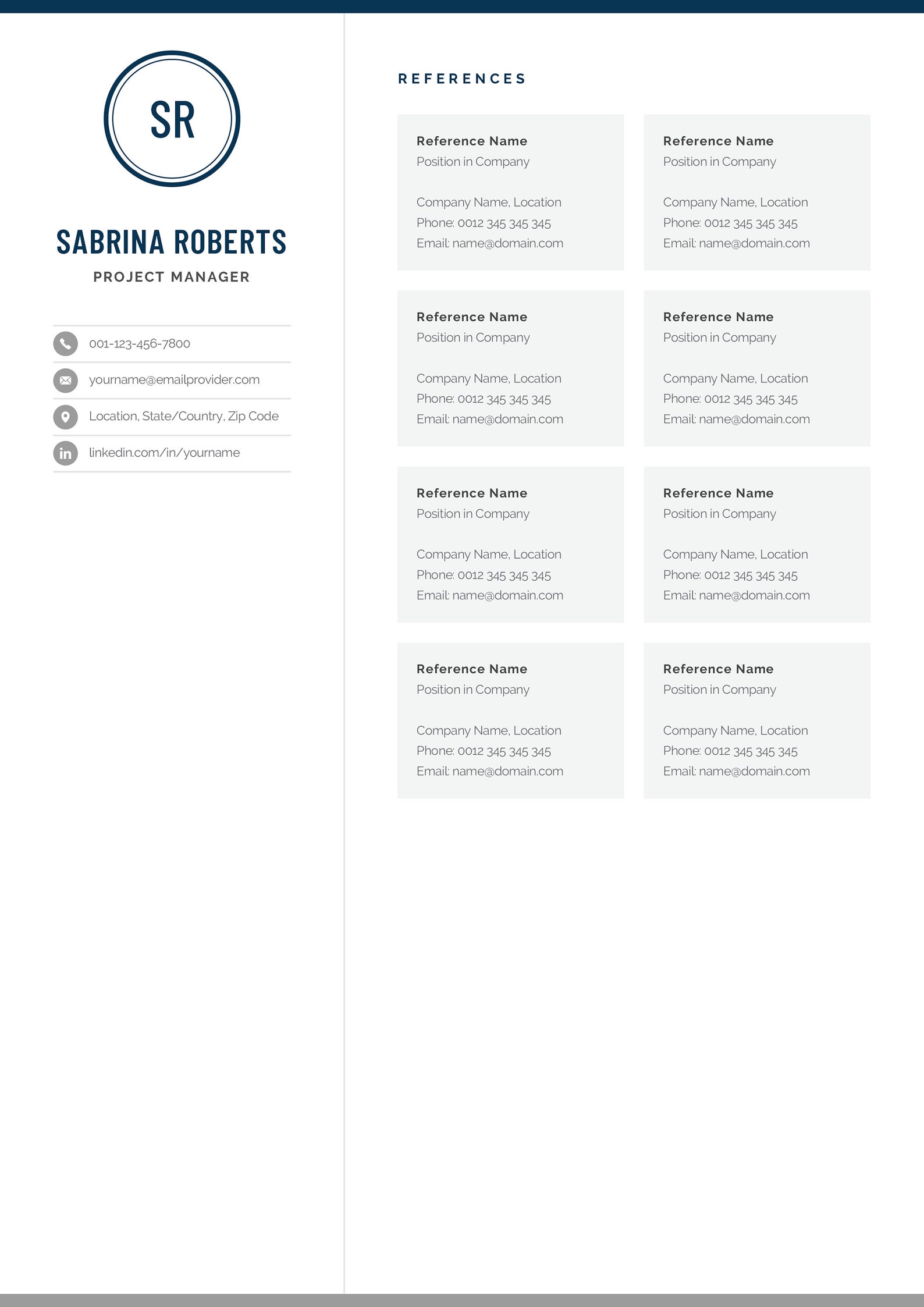 Professional 1 Page Resume Template. Modern CV Design With Monogram ...