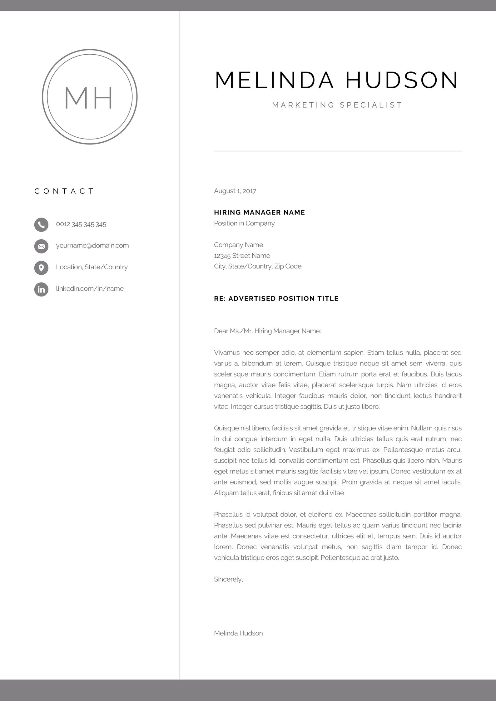 Modern Resume Template, CV Design With Initials, Creative Resume for ...