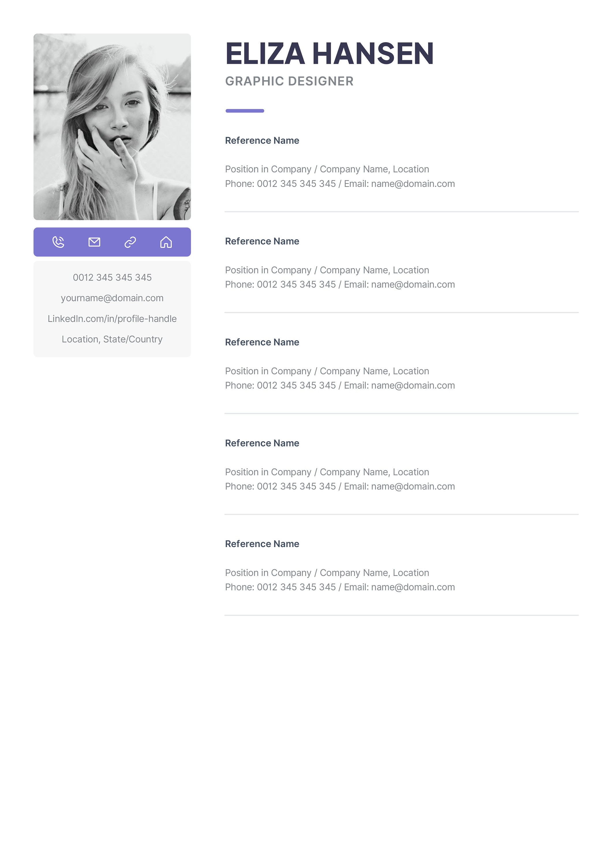 CV Template With Photo, Modern Resume Template for Word, Creative ...