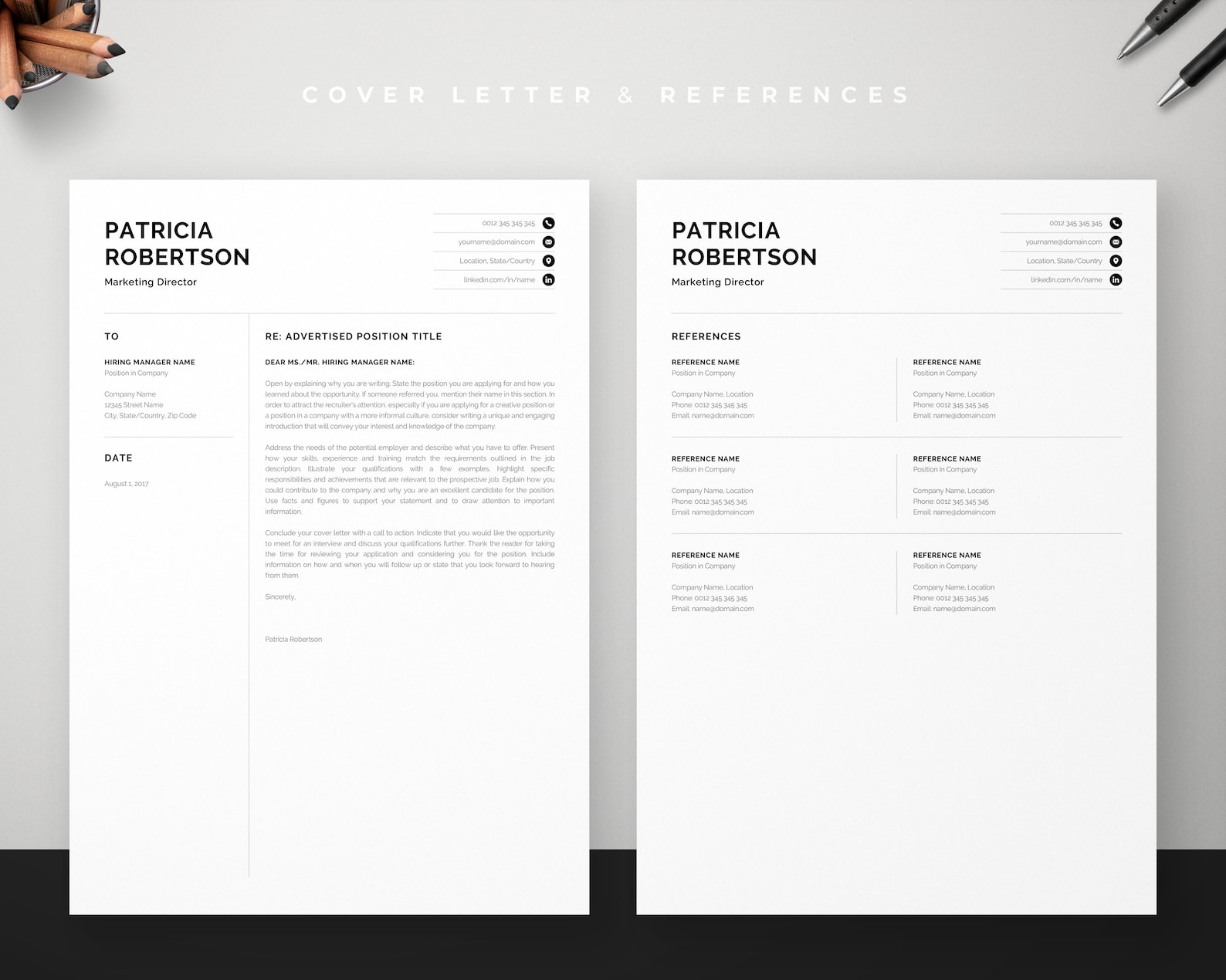 Professional 1 Page Resume Template | Modern One Page CV | Word & Mac ...