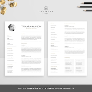Modern CV Template With Photo | 1, 2 Page Resume | Professional Photo Resume for Word & Mac ...
