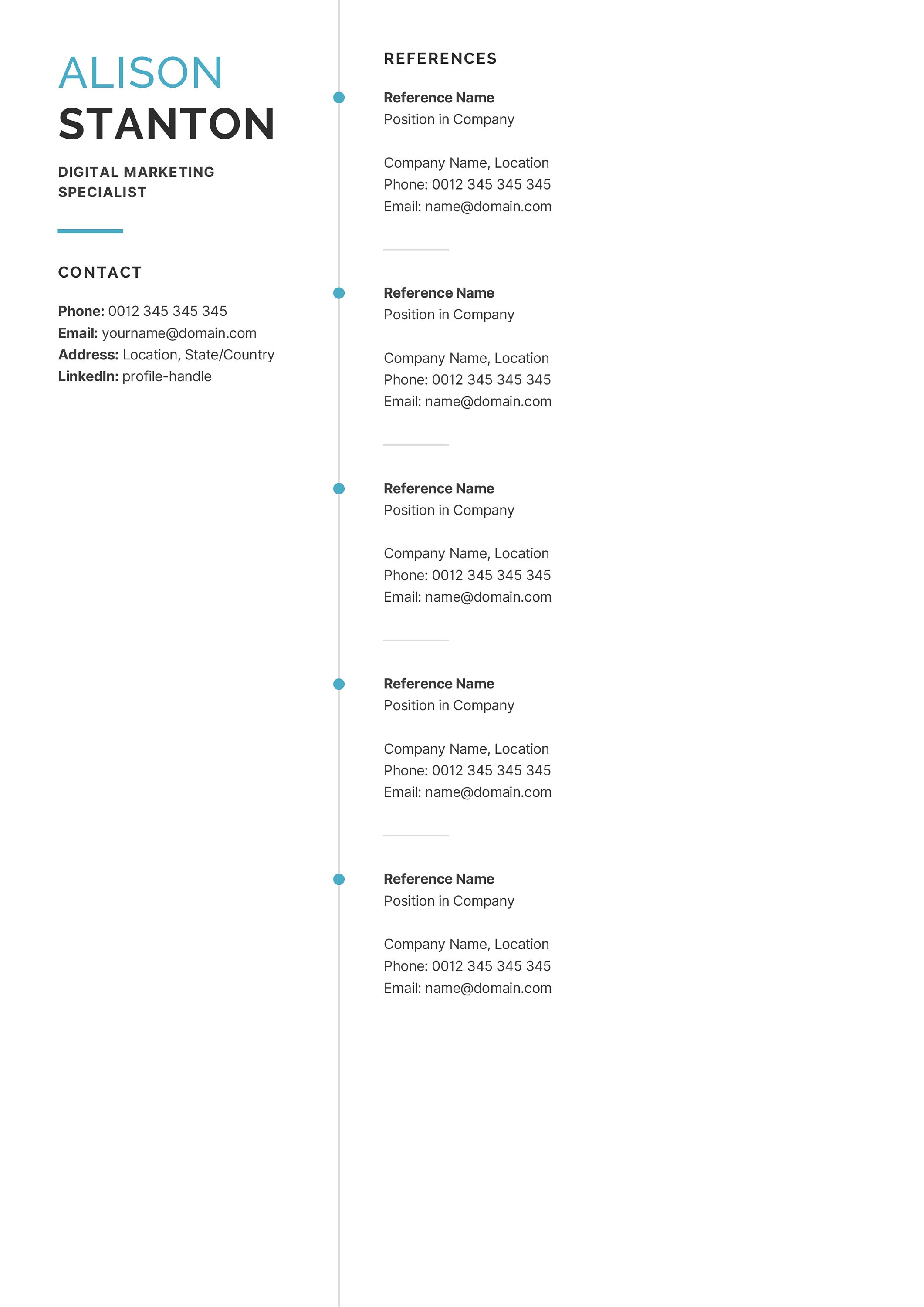 Professional 1, 2 Page Resume Template With Cover Letter and References ...