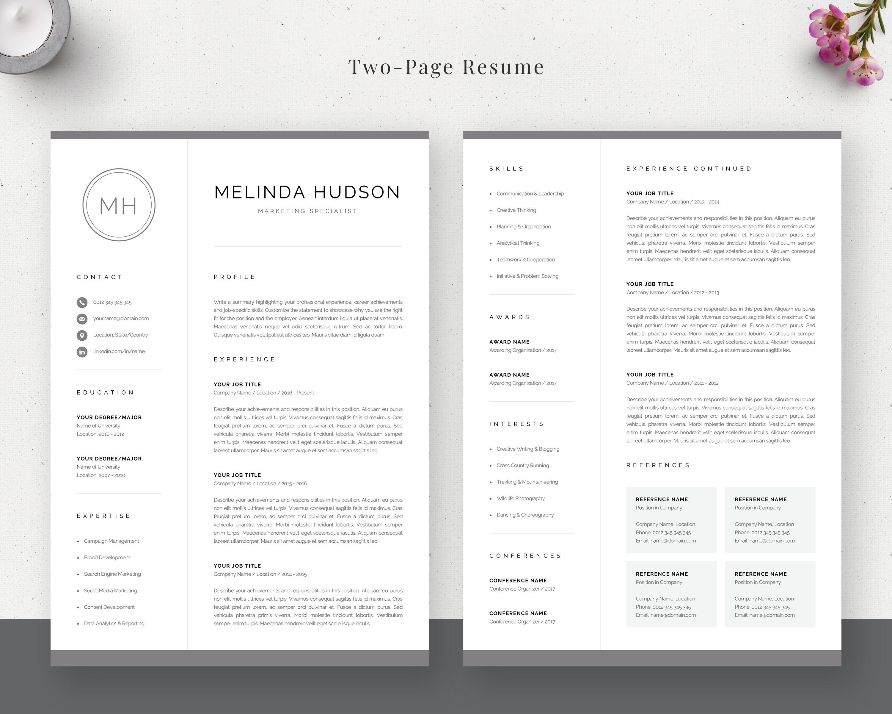 Modern Resume Template, CV Design With Initials, Creative Resume for ...