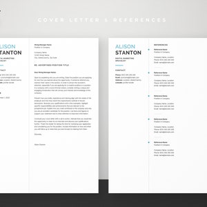 Professional 1, 2 Page Resume Template With Cover Letter and References ...