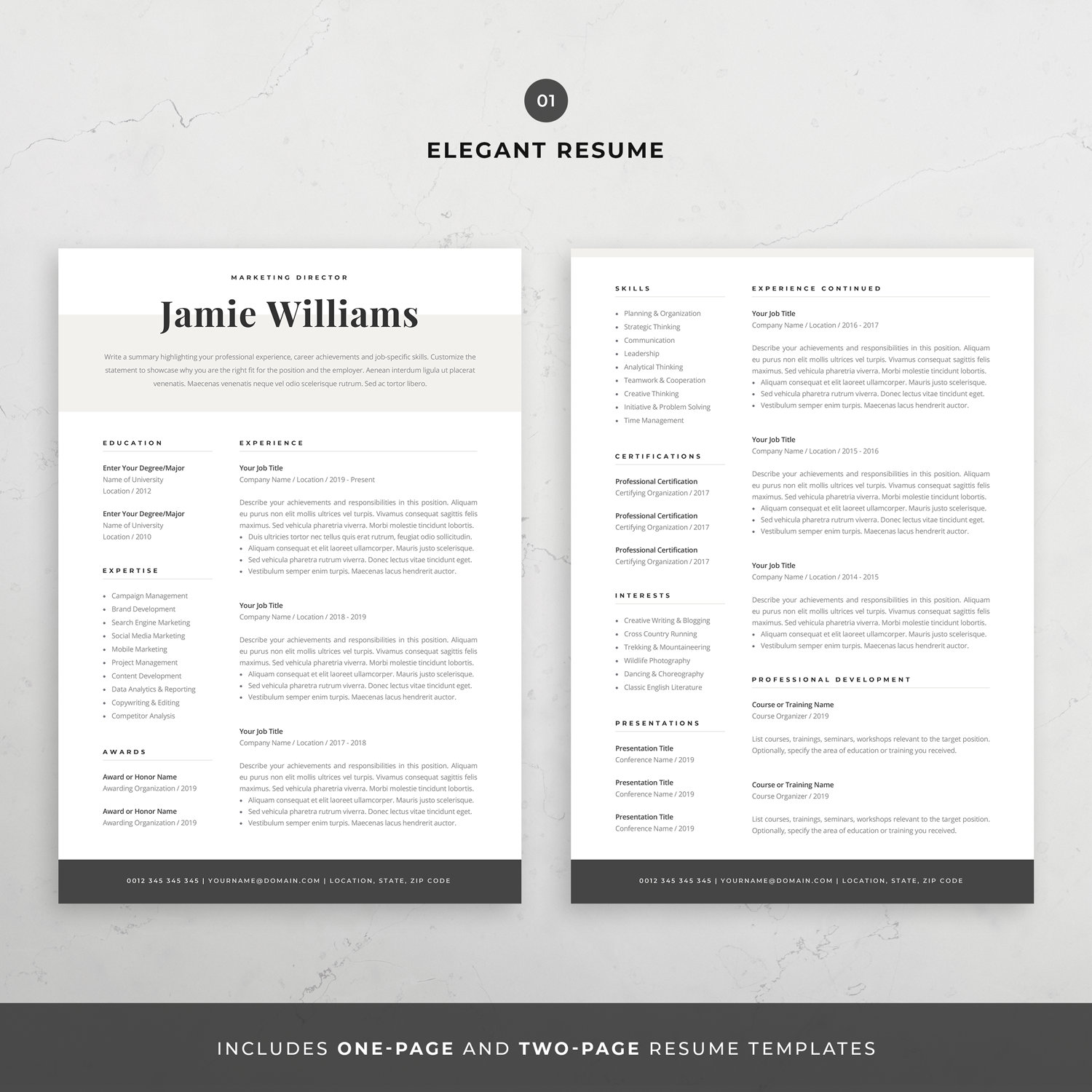 Modern Resume Template Creative CV for Word Elegant Design - Etsy